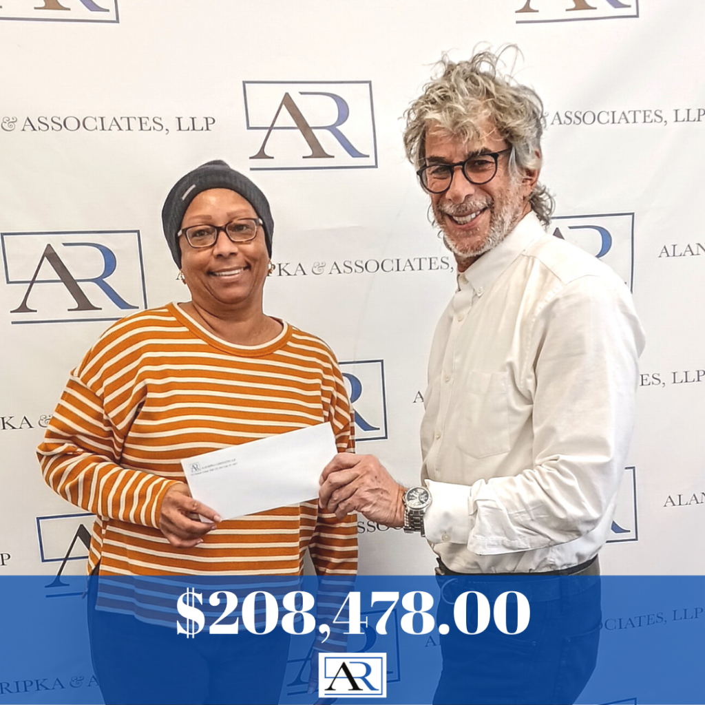 Happy Client Gets $208,478.00 Settlement Check | Alan Ripka